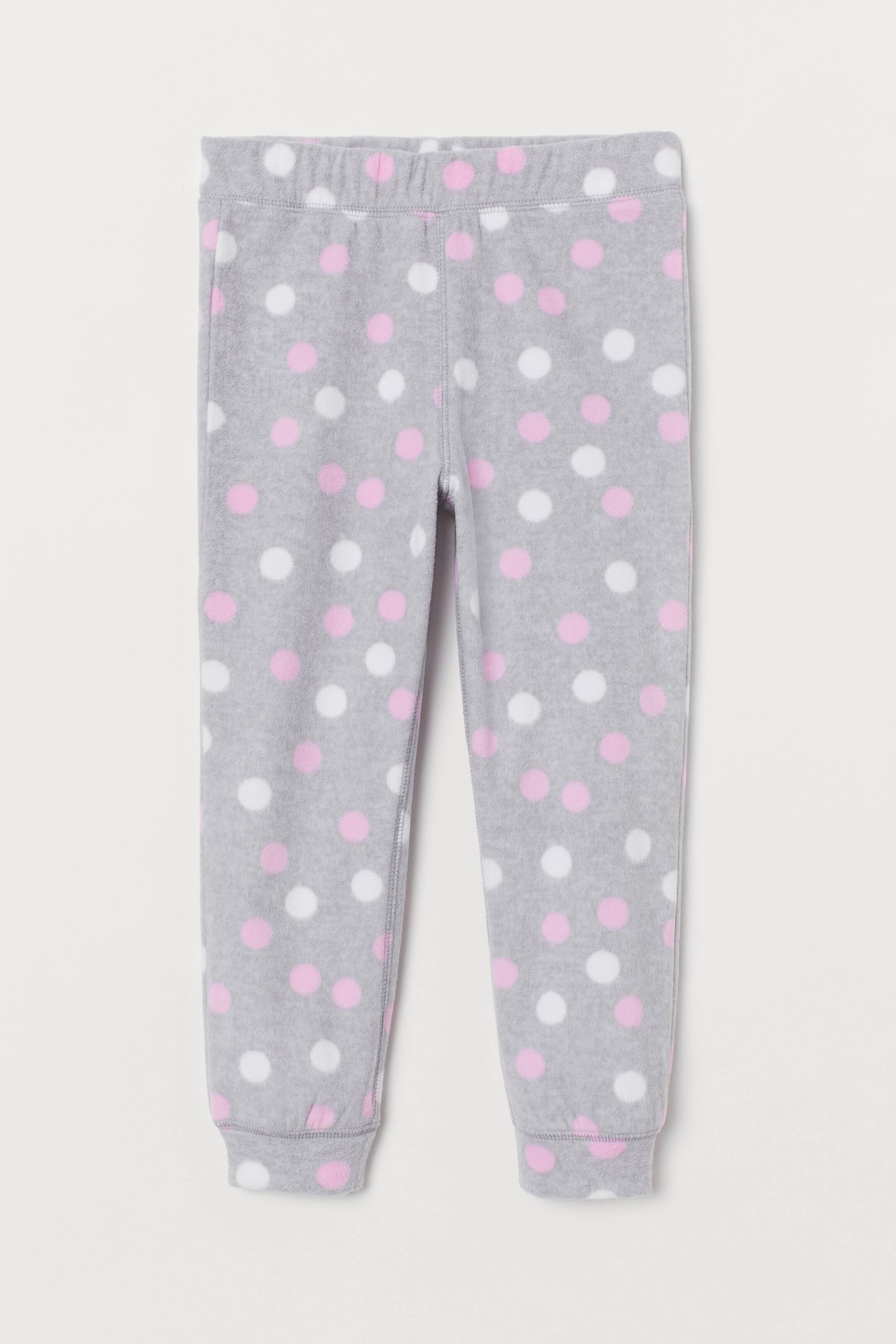 Patterned Fleece Pants - Light gray/dotted - Kids | H&M CA