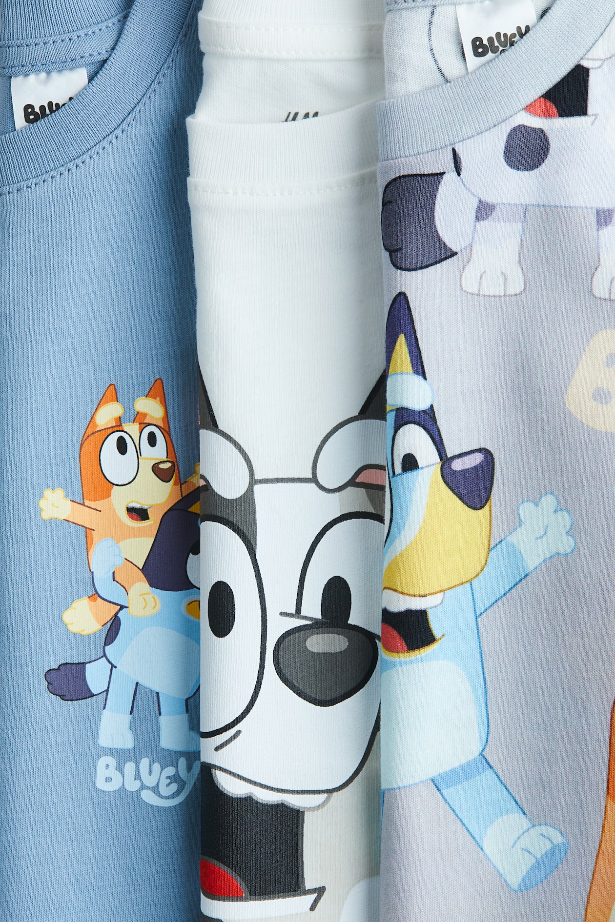 3-pack printed T-shirts - Light dusty blue/Bluey - Kids | H&M IE