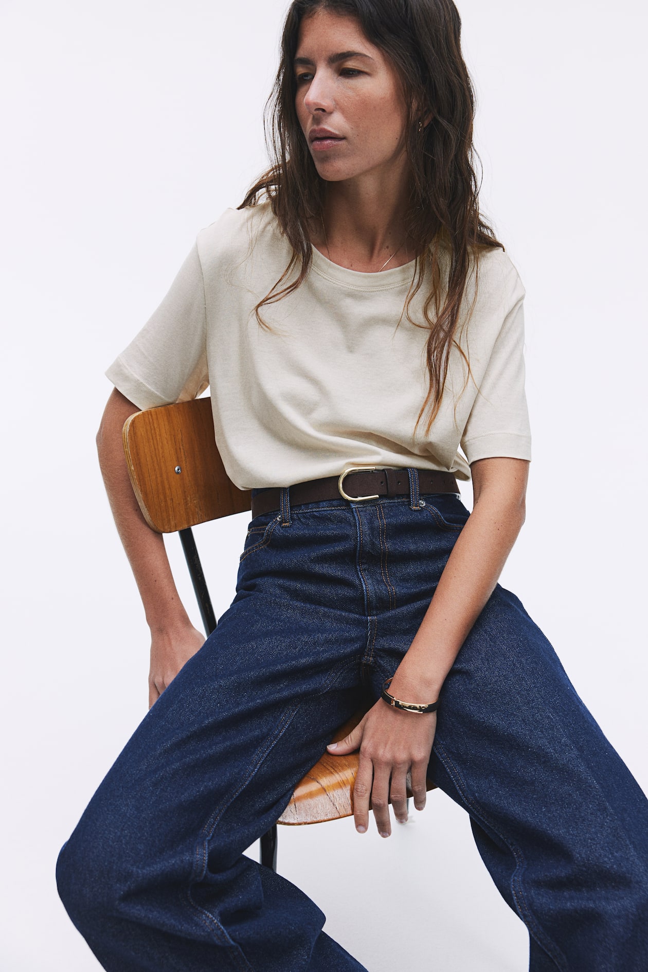 T-shirt in misto seta - Beige chiaro - DONNA | H&M IT