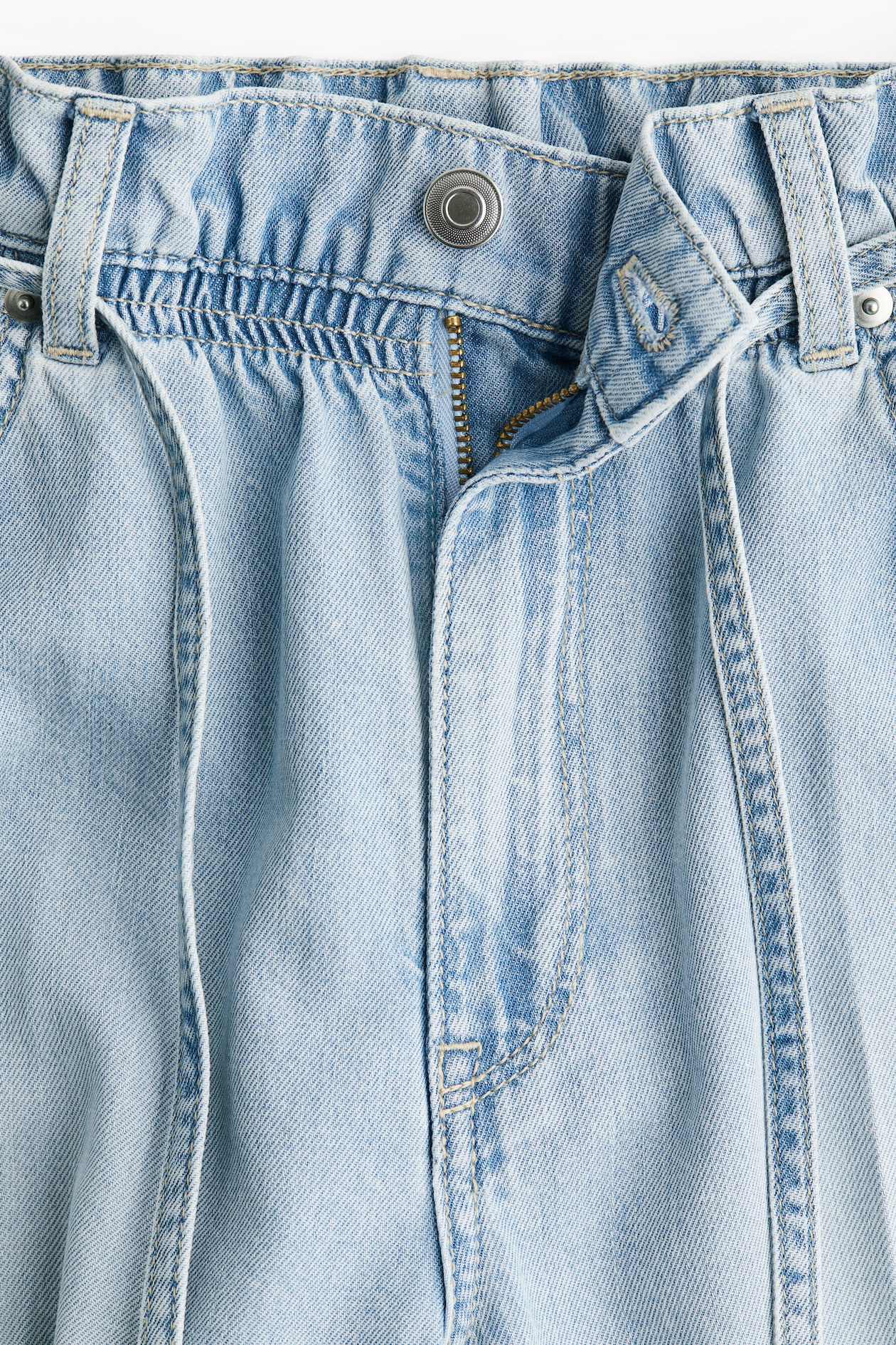 Women's Pale denim blue Paper-Bag Jeans with Belt | H&M US