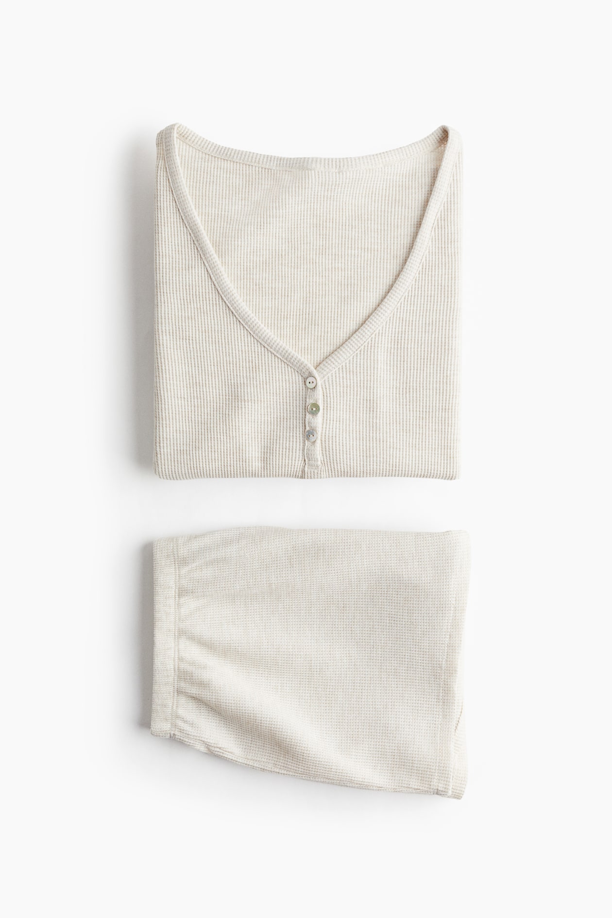 Women's Light beige melange Waffled Pajamas | H&M US