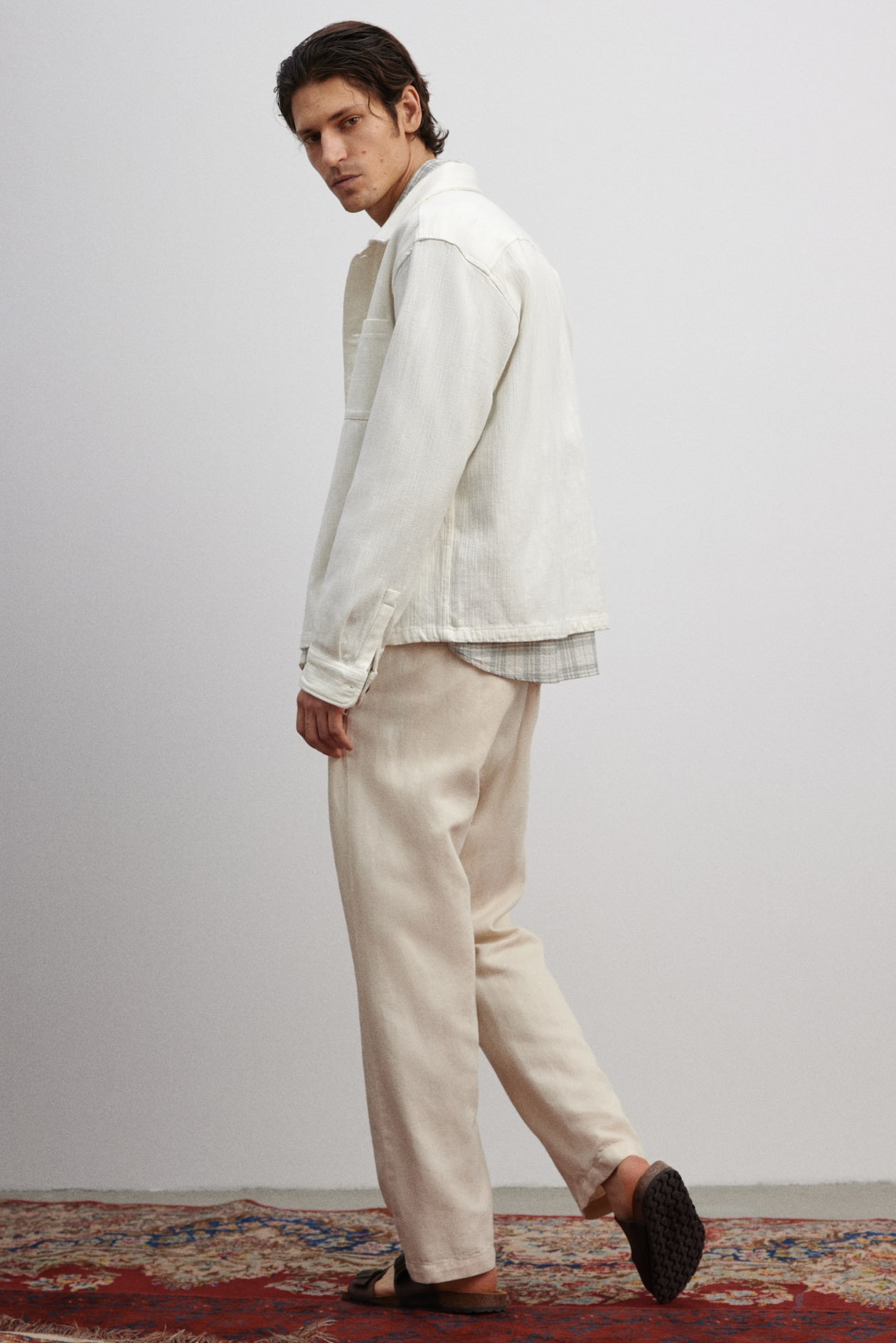 Men’s Cream Regular-Fit Textured Overshirt | H&M CA