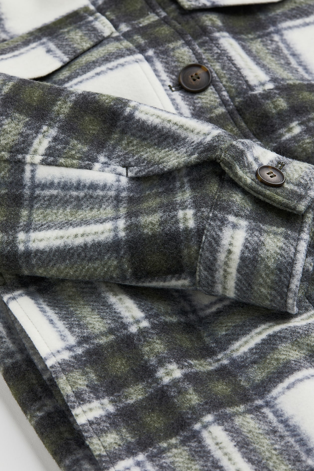 Long shacket - Dark green/Checked - Ladies | H&M GB