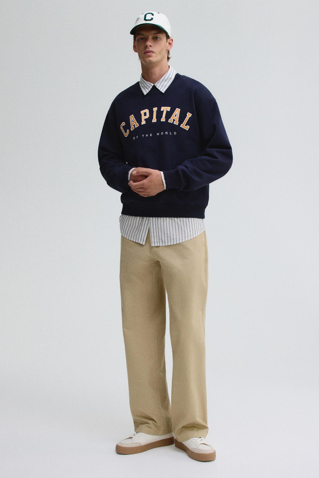 Loose Fit Sweatshirt - Navy blue/Capital - Men | H&M IN