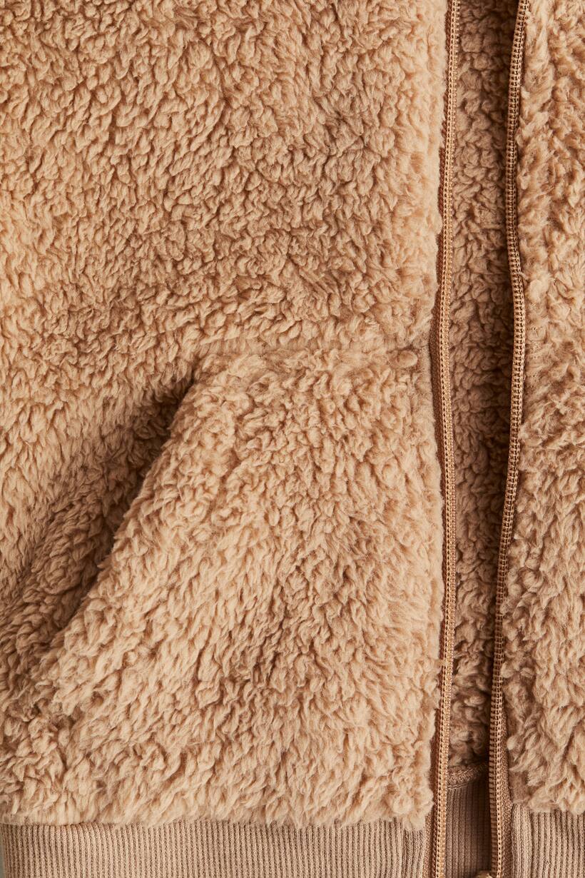 Beige Teddy Zip Up Hoodie for kids | H&M AU