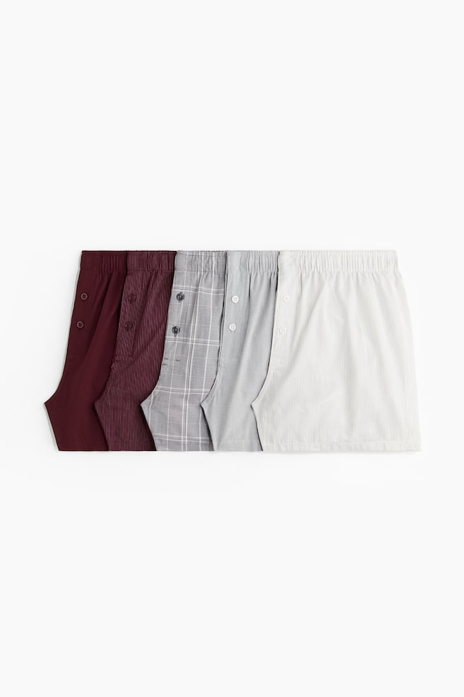 5-pack Woven Cotton Boxer Shorts - Red/gray/white - Men | H&M US