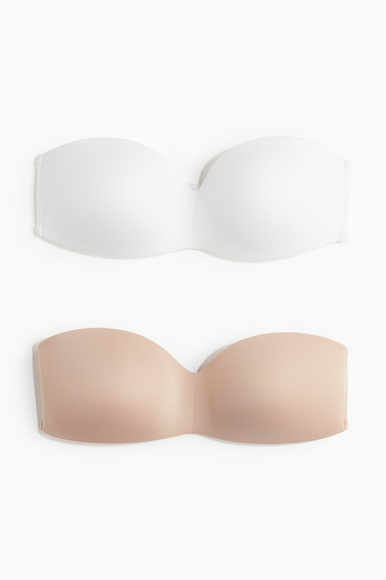 Women's White/Beige 2-pack padded microfibre bandeau bras | H&M GB