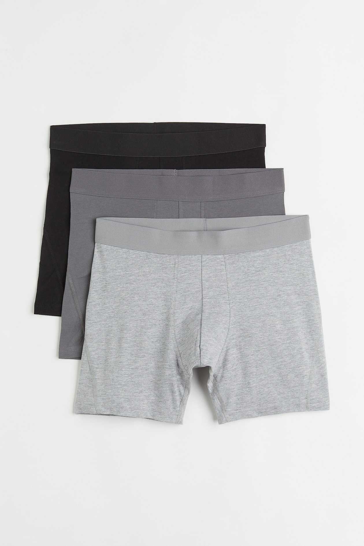 3-pack Mid-Length Boxer Briefs with Lycra® - Gray - Men | H&M US