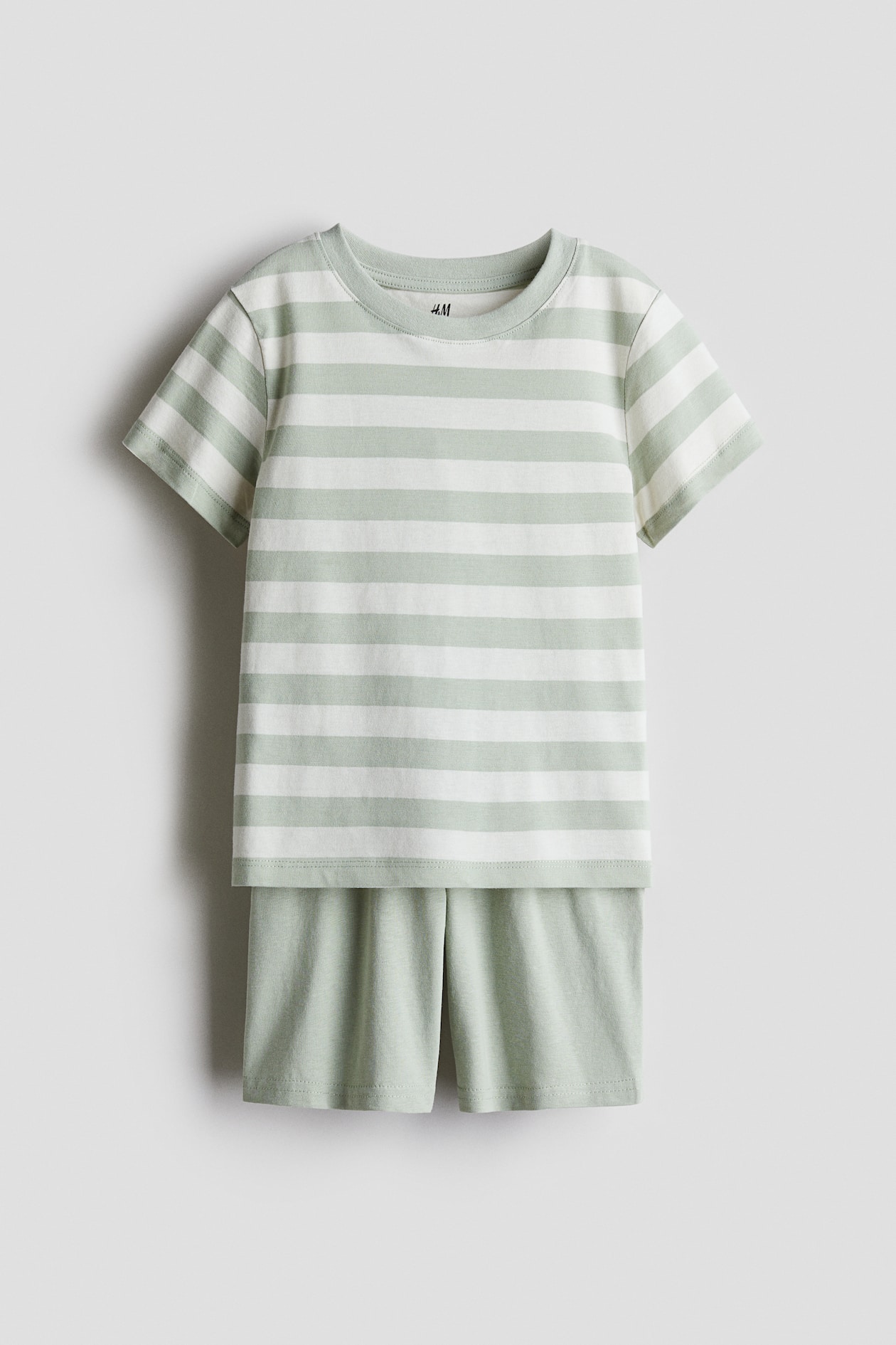 2-piece cotton jersey set - Vert clair/rayé - ENFANT | H&M FR