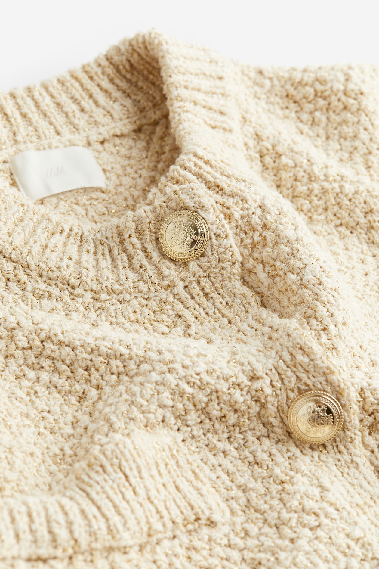 - Glittery textured-knit cardigan - Light beige - Ladies | H&M GB