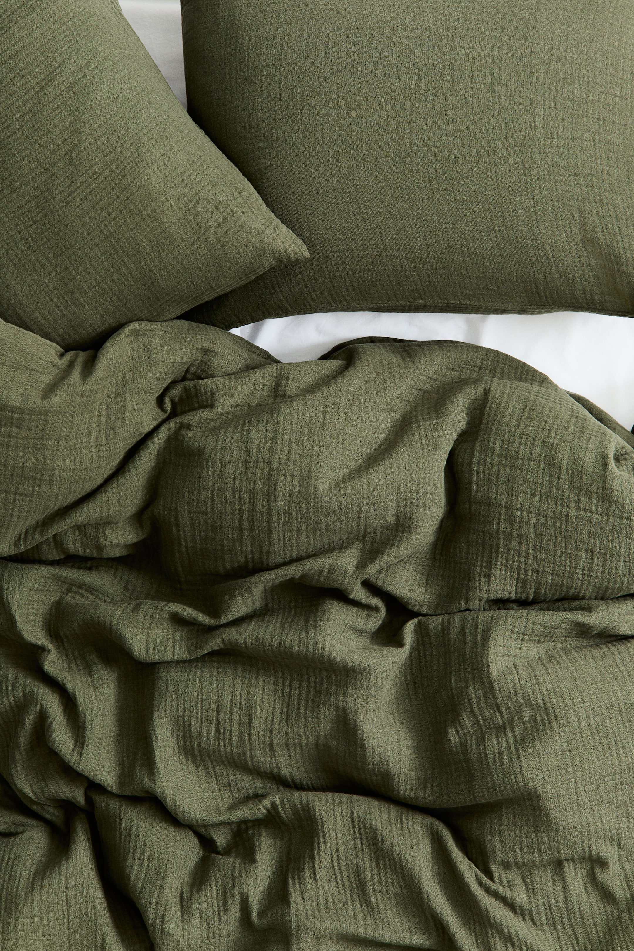 Dekbedset van mousseline - 2 pers. - Bosgroen - HOME | H&M BE
