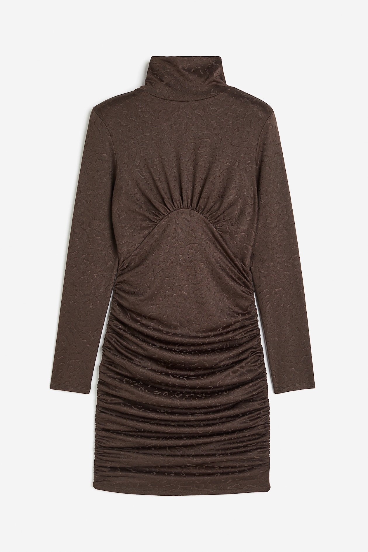 Vestido drapeado con cuello perkins - Marrón oscuro - MUJER | H&M ES