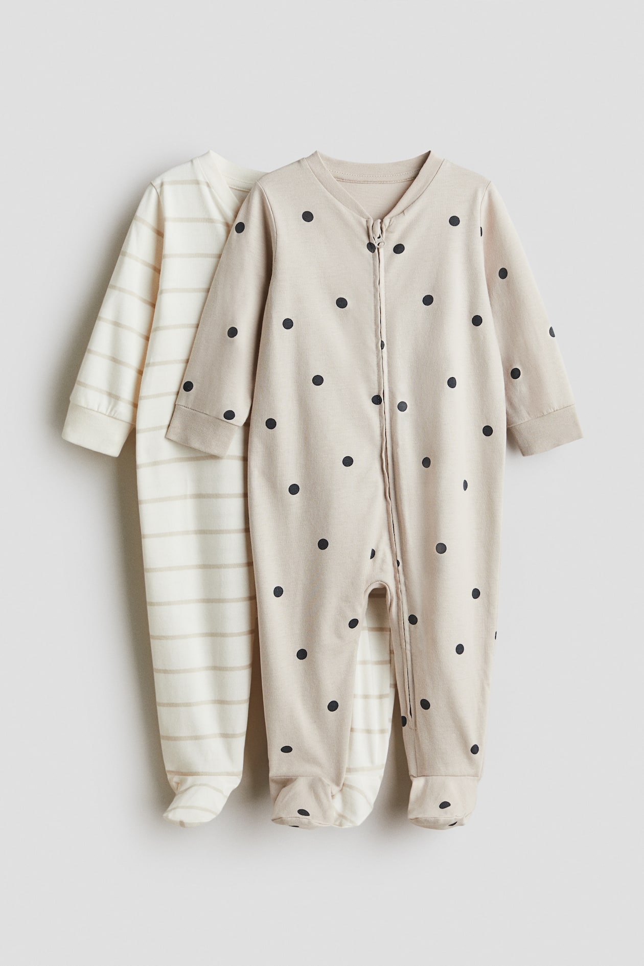 Pack de 2 pijamas de corpo inteiro - Bege claro/Bolas - CRIANÇA | H&M PT