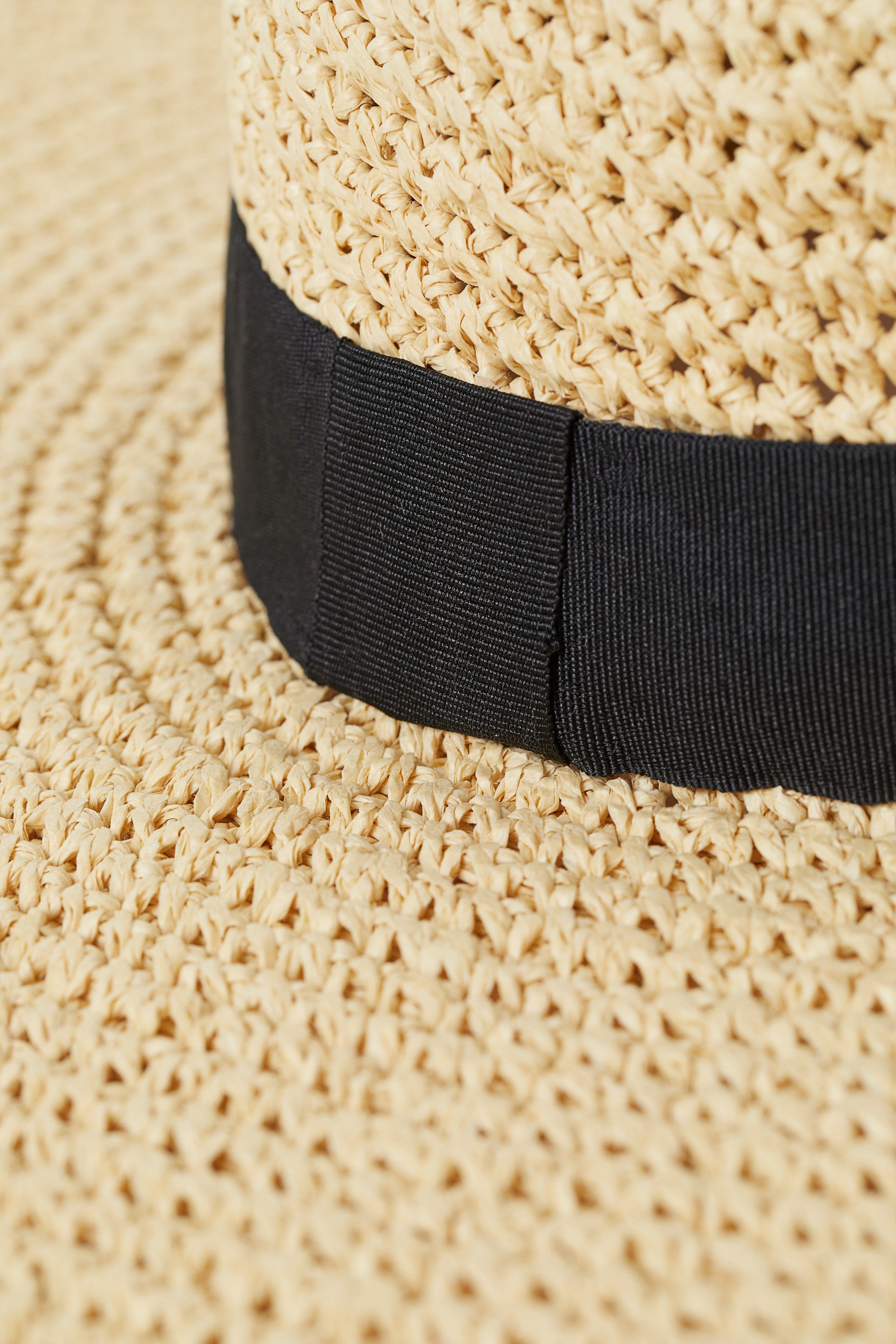 Strooien hoed met geribde band - Beige/zwart - DAMES | H&M NL