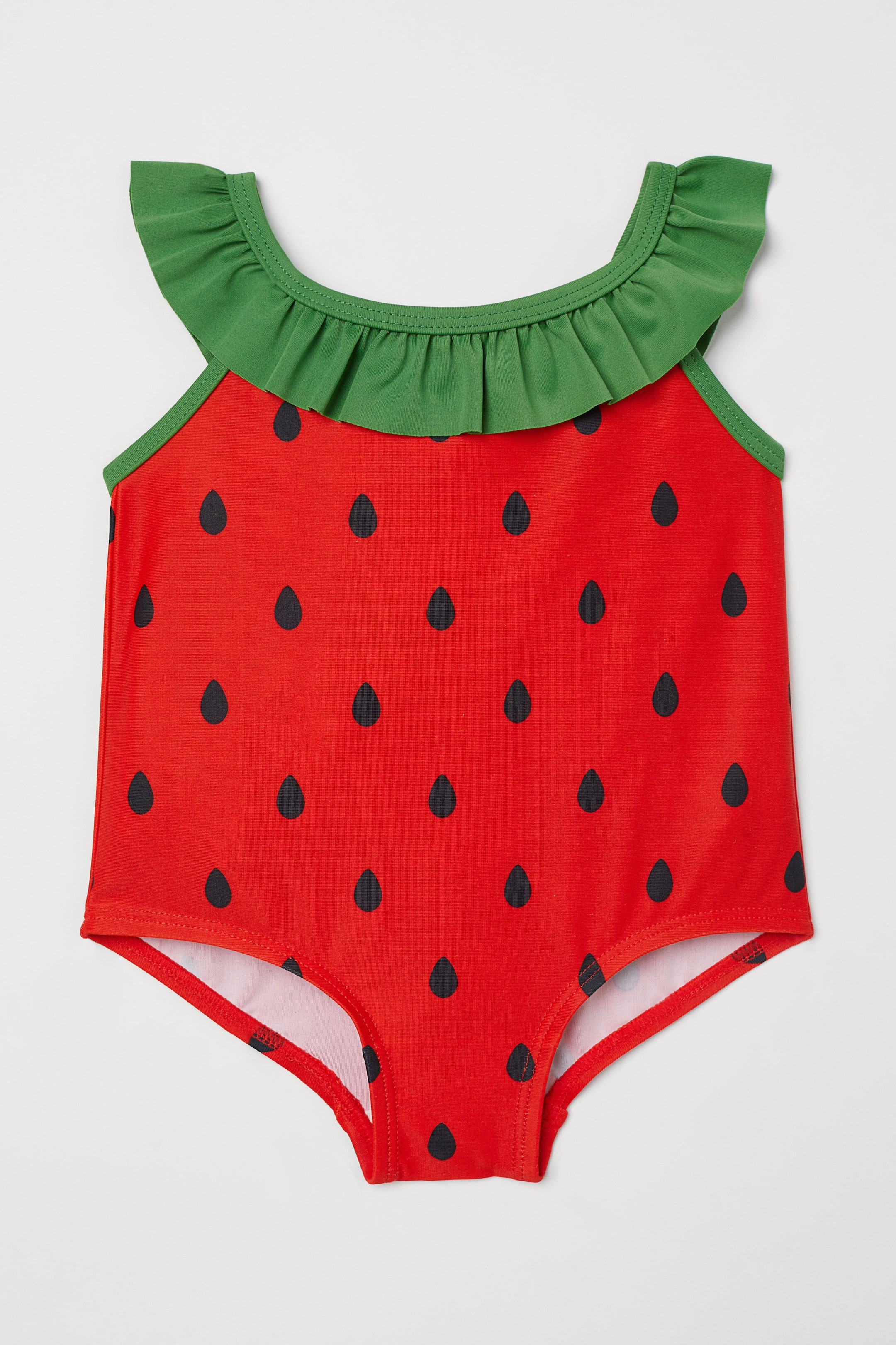 Ruffle-trimmed Swimsuit - Red/strawberry - Kids | H&M CA