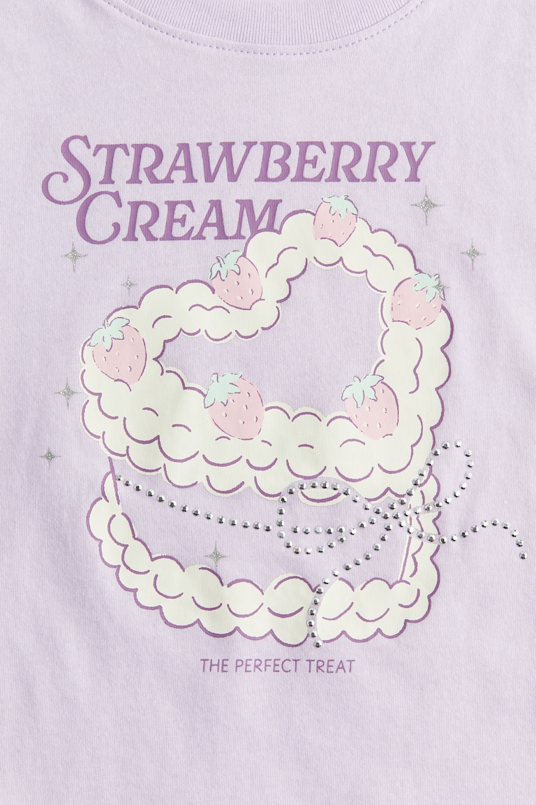 Light purple/Strawberry Cream Motif-detail t-shirt for kids | H&M US