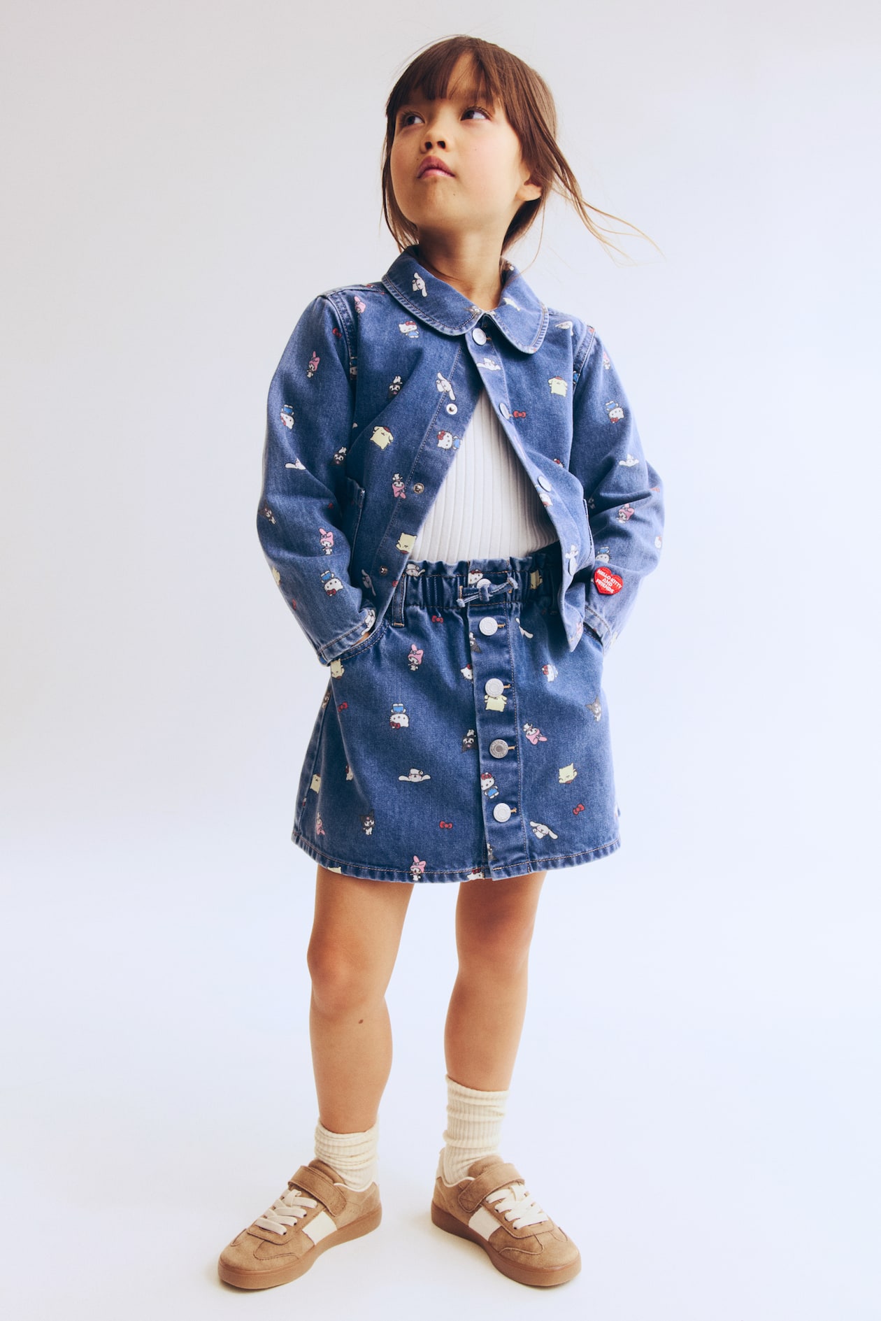 Printed denim skirt - Denim blue/Hello Kitty - Kids | H&M MY