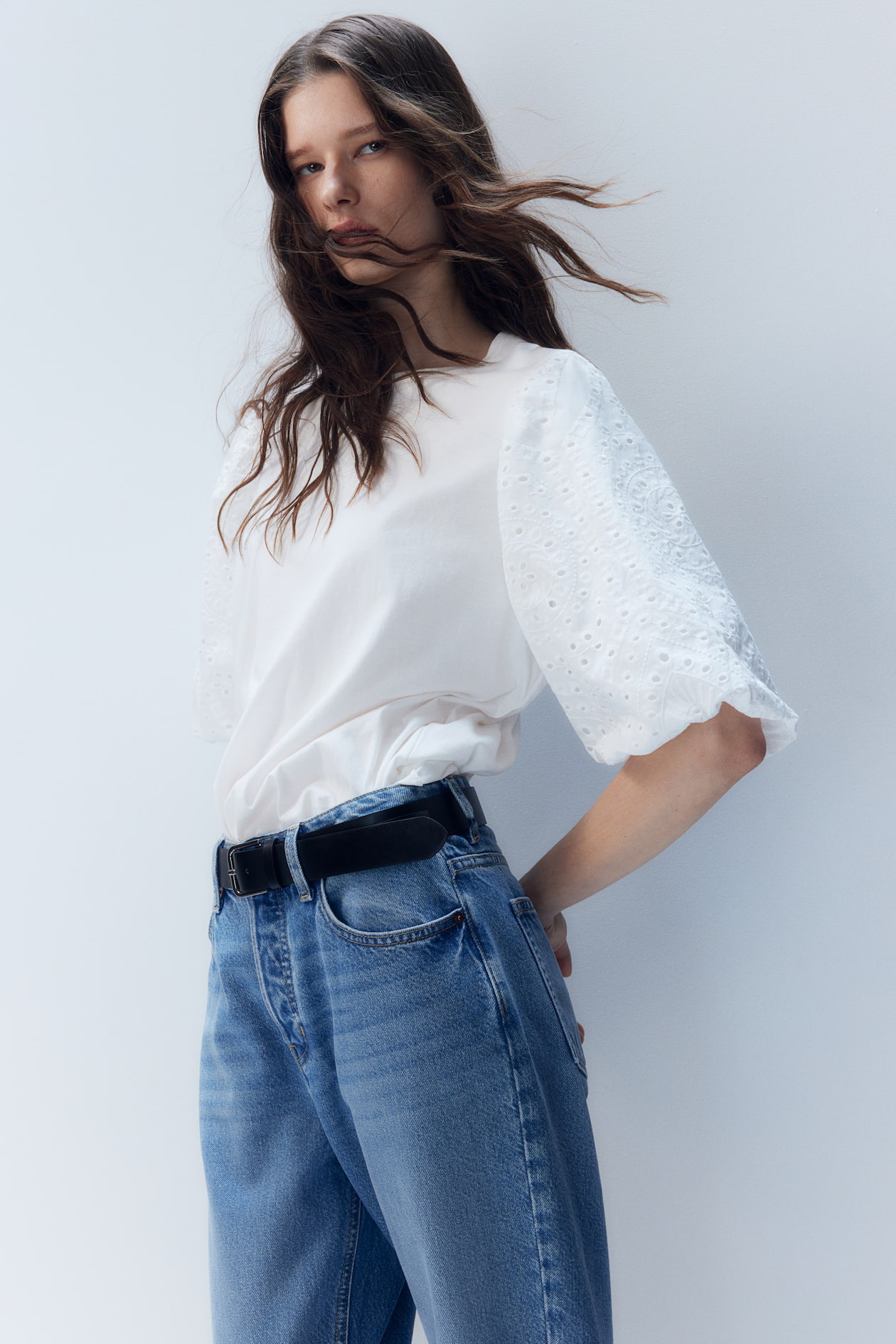 Top con mangas globo - Blanco - MUJER | H&M ES