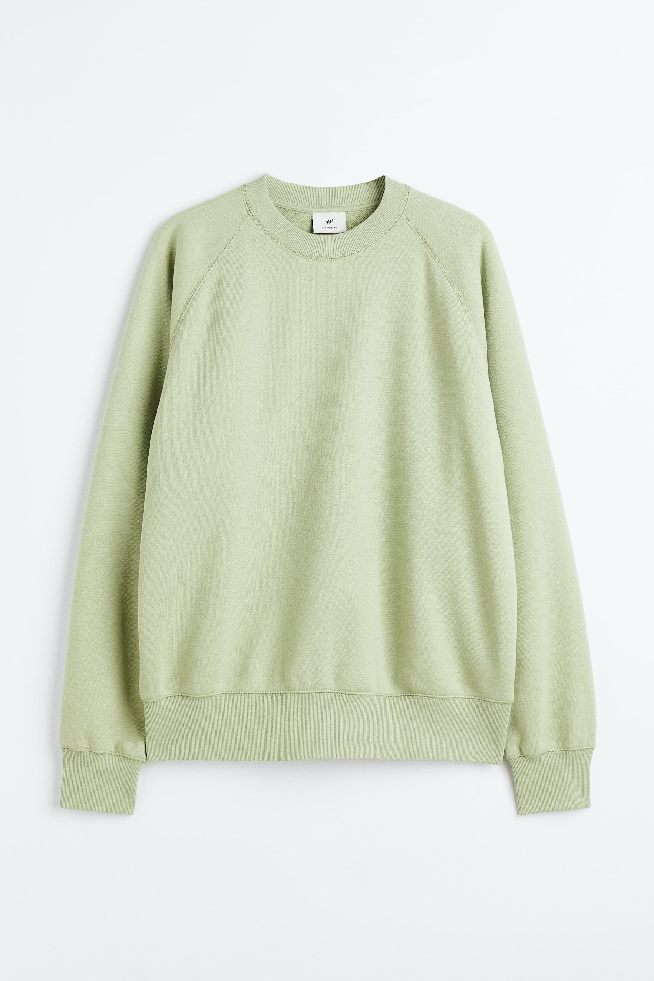 Oversized Fit Cotton sweatshirt - Round neck - Long sleeve - Pistachio ...