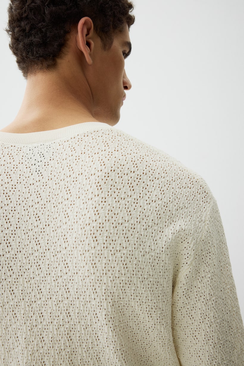 Regular-Fit Textured-Knit T-Shirt - White - Men | H&M US