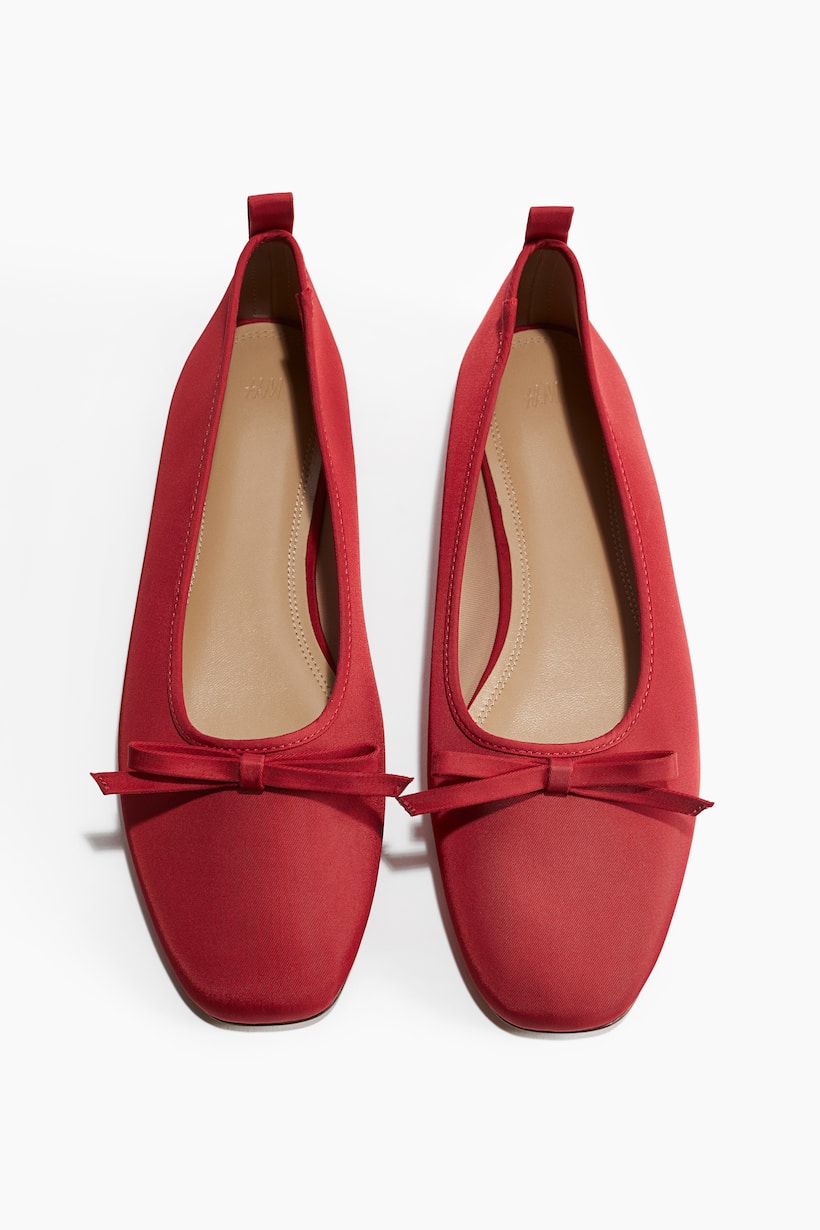 Women's Red Bow-Detail Ballet Flats | H&M CA