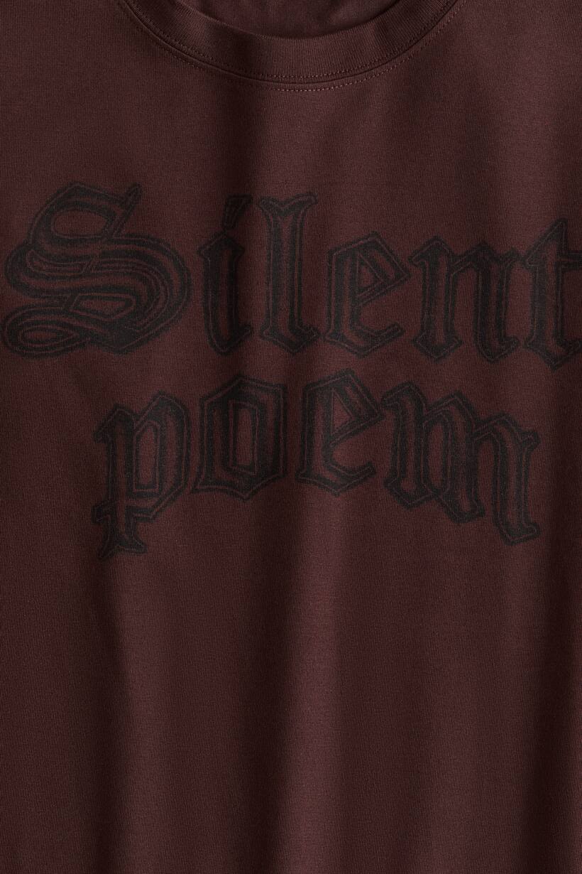 Women's Dark brown/Silent Poem Oversized T-shirt | H&M IN