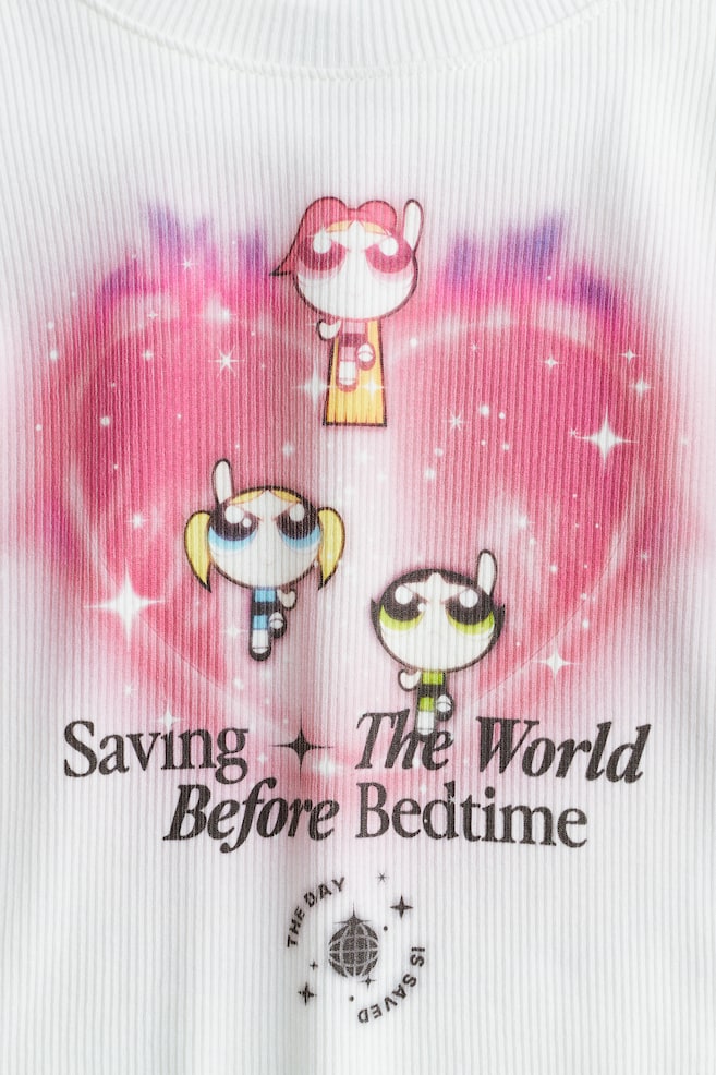 White/The Powerpuff Girls Jersey Top with Printed Motif for kids | H&M CA