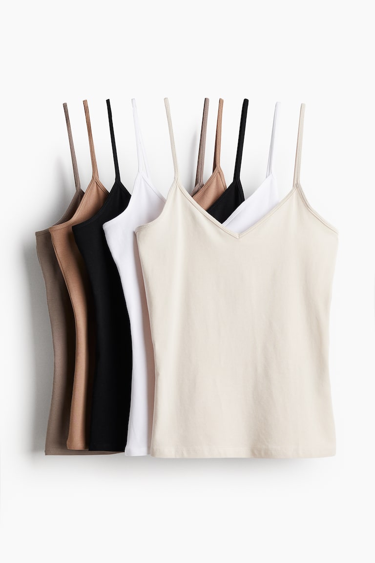 Women's Light beige/beige 5-pack Camisole Tops - Regular length - Slim ...