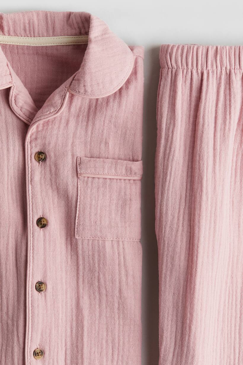 Cotton muslin pyjamas - Dusty pink - Kids | H&M GB