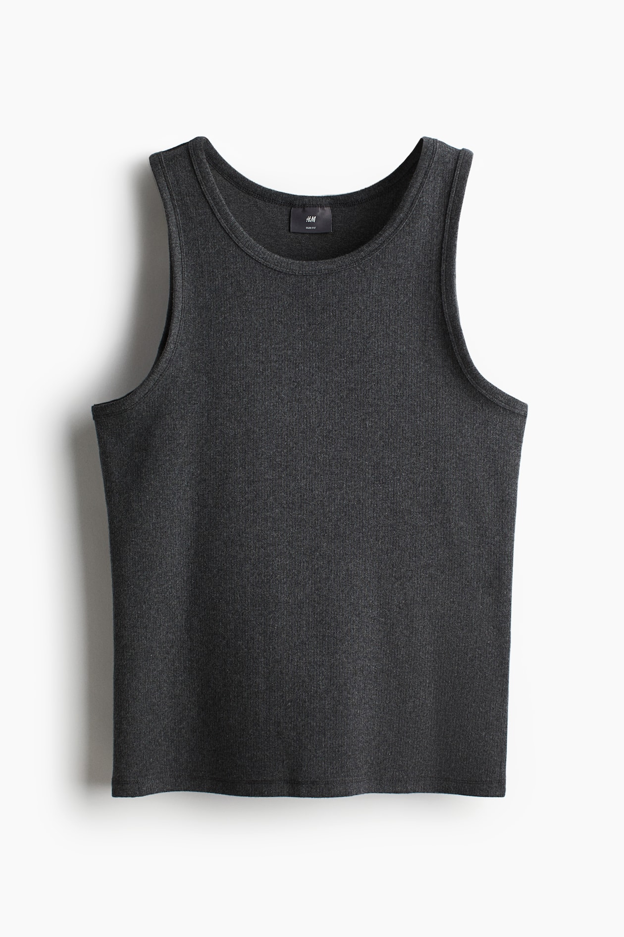 Slim Fit Ribbed Tank Top - Dark gray - Men | H&M US