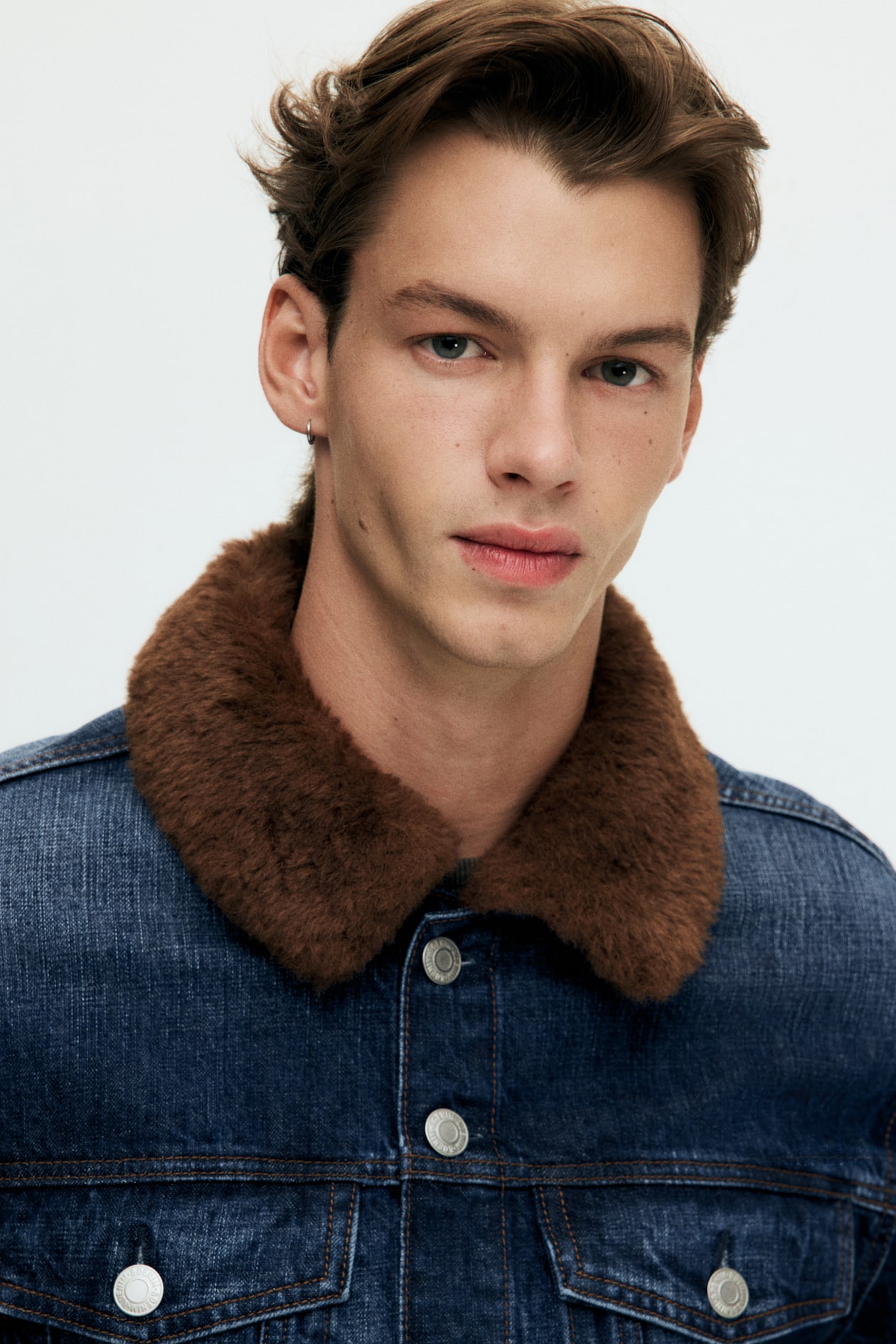 Denim Trucker Jacket with Collar - Dark denim blue - Men | H&M US