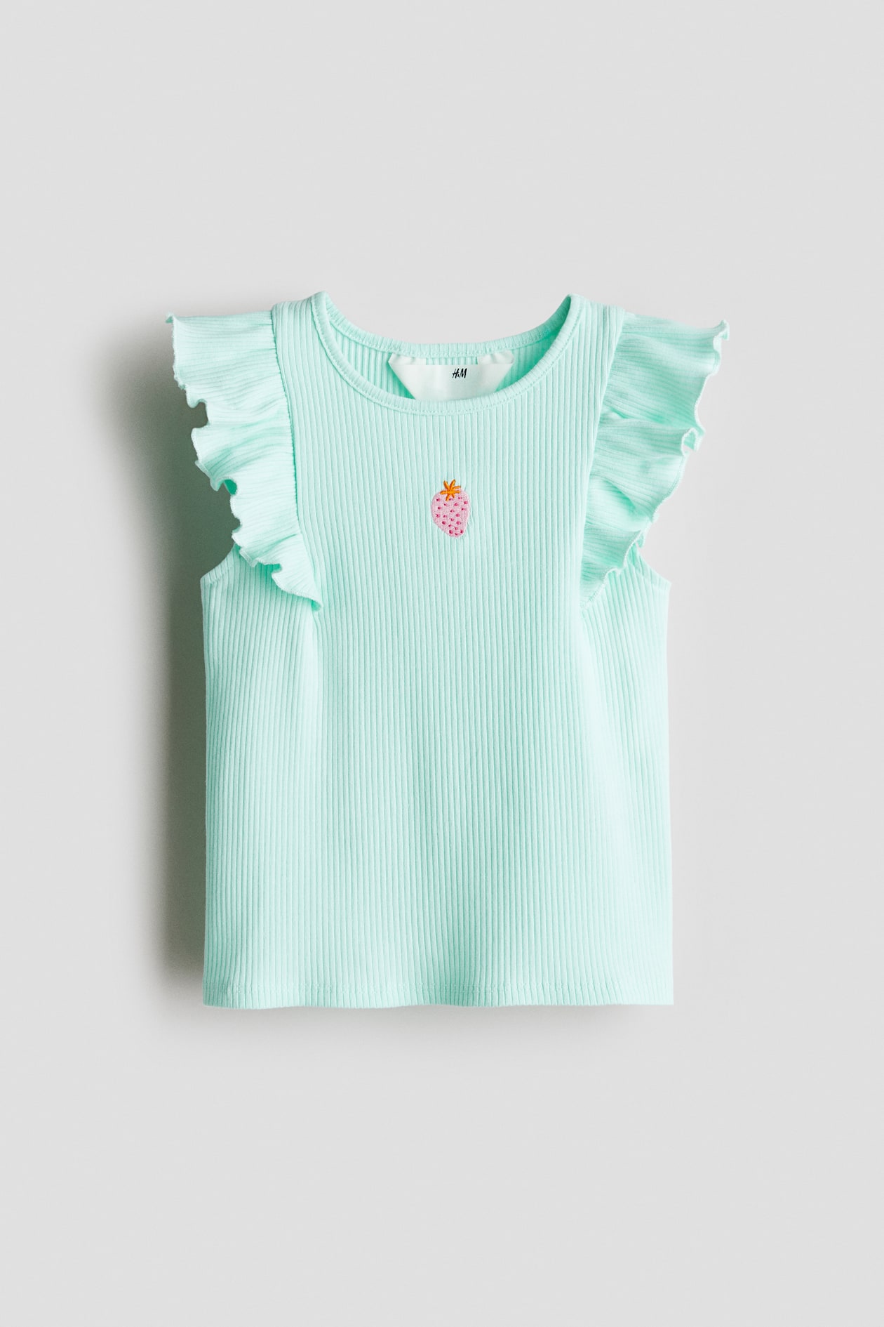 Embroidered-Motif Tank Top - Turquoise/strawberry - Kids | H&M US