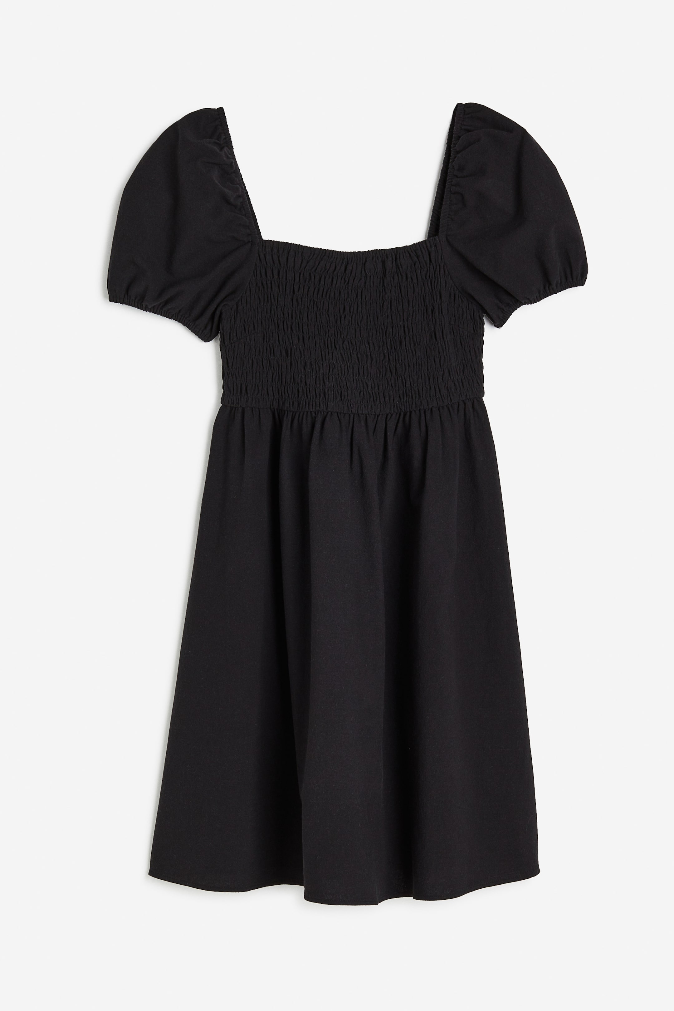 Smocked cotton dress - Black - Ladies | H&M PH