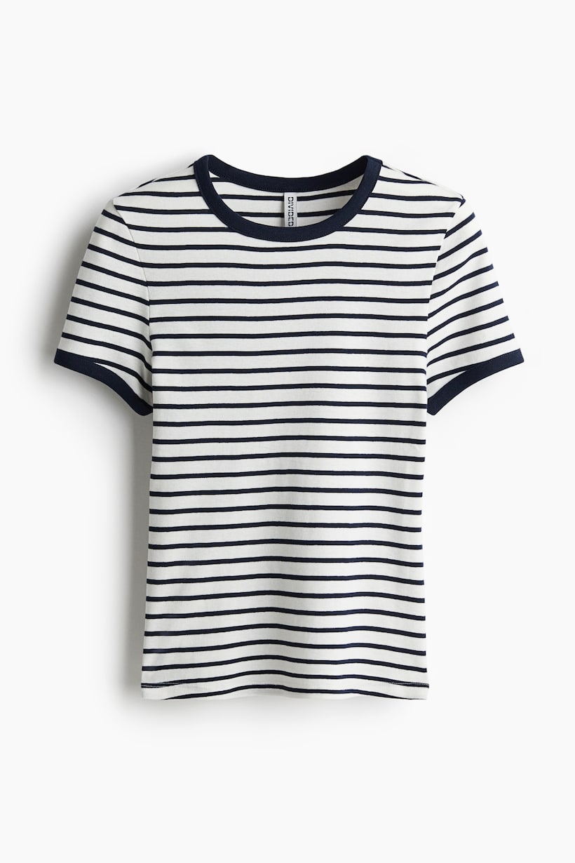 Women's White/striped Fitted T-Shirt | H&M US