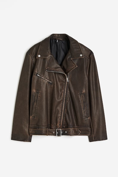 Women's Dark brown Biker Jacket | H&M US