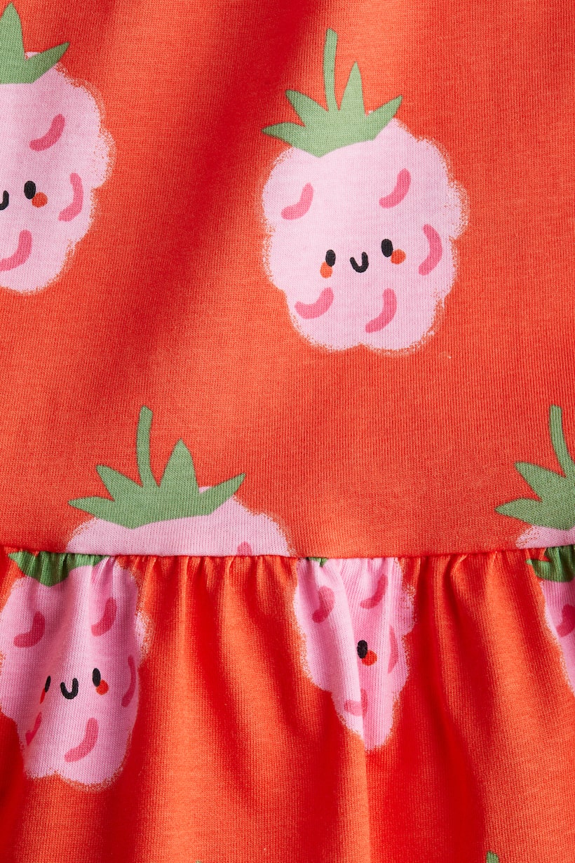 Flutter-Sleeved Cotton Dress - Bright red/raspberries - Kids | H&M US