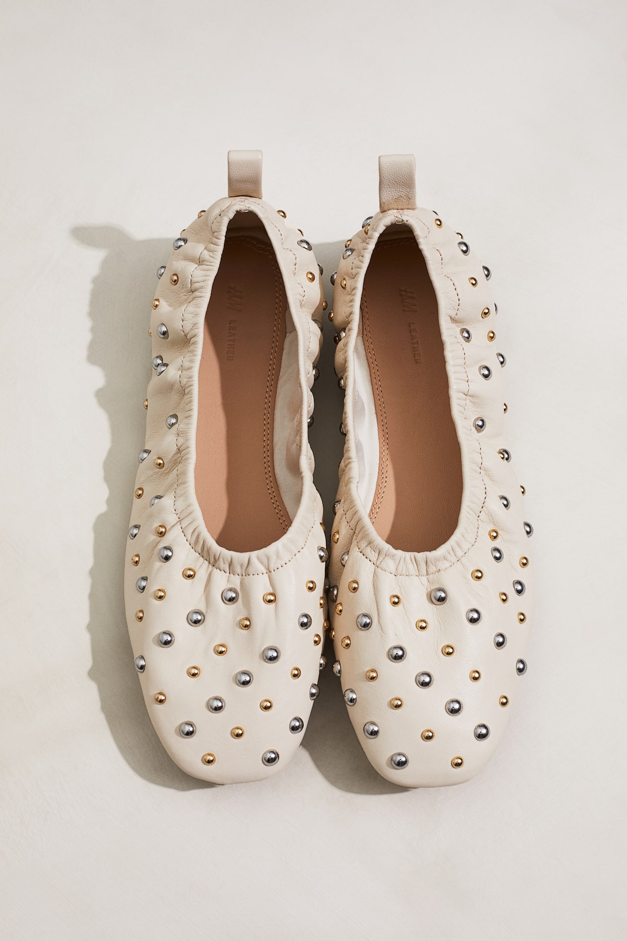 Studded Ballet Flats - Light beige/studded - Ladies | H&M PH