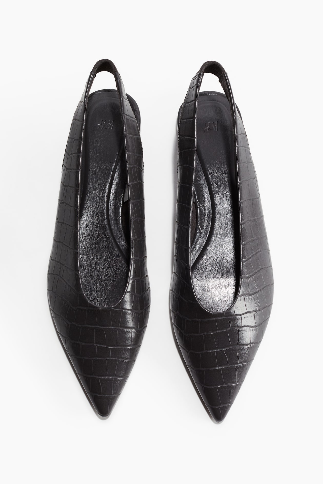 Pointed slingbacks - Dark grey/Crocodile-patterned - Ladies | H&M GB
