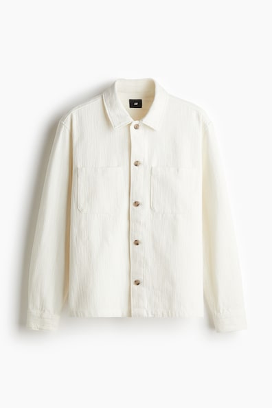 Regular Fit Textured overshirt - Cream - Men | H&M IN