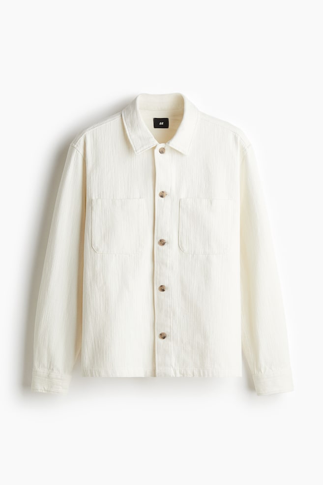 Regular Fit Textured overshirt - Cream - Men | H&M IN