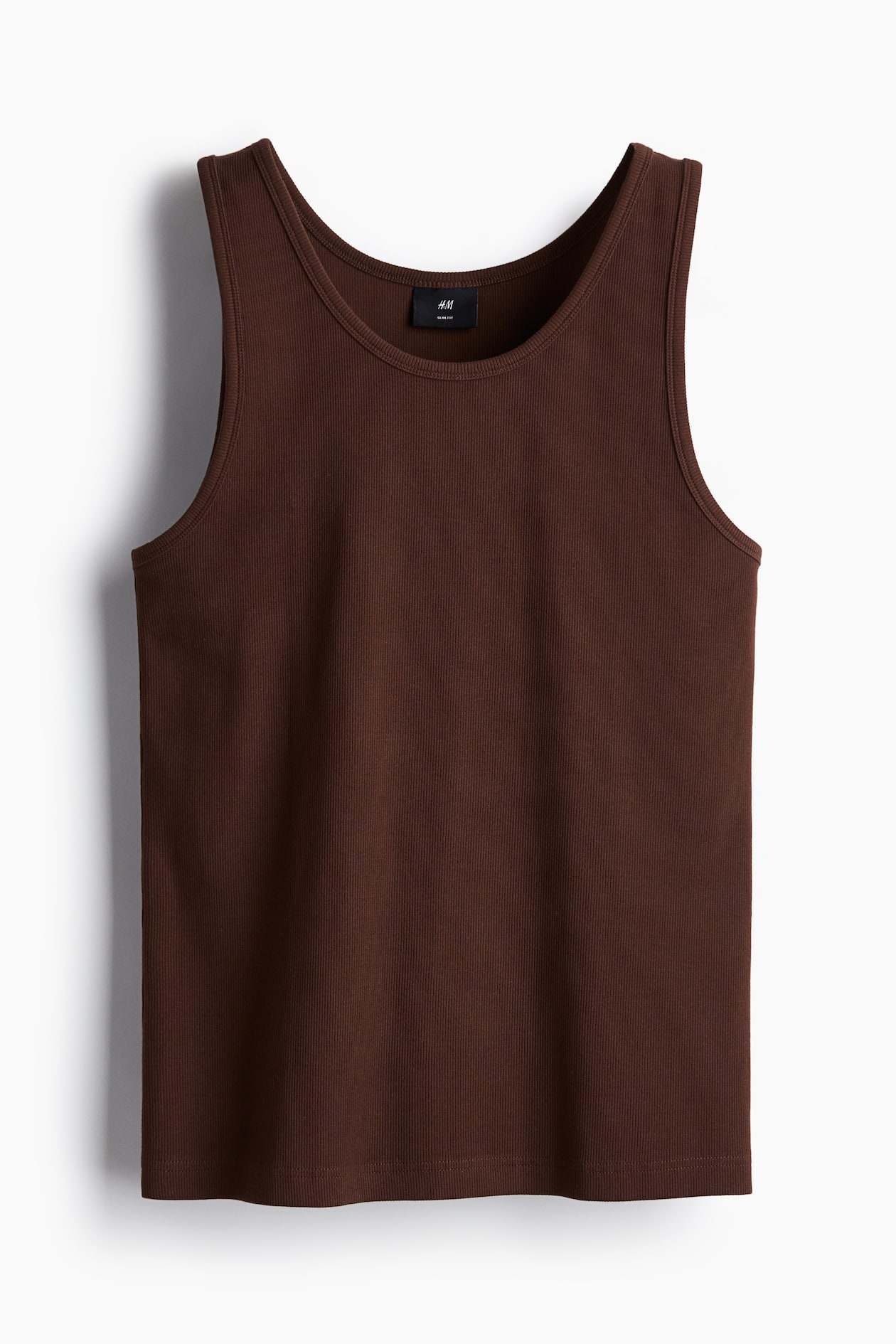 Slim Fit Ribbed Tank Top - Dark brown - Men | H&M US