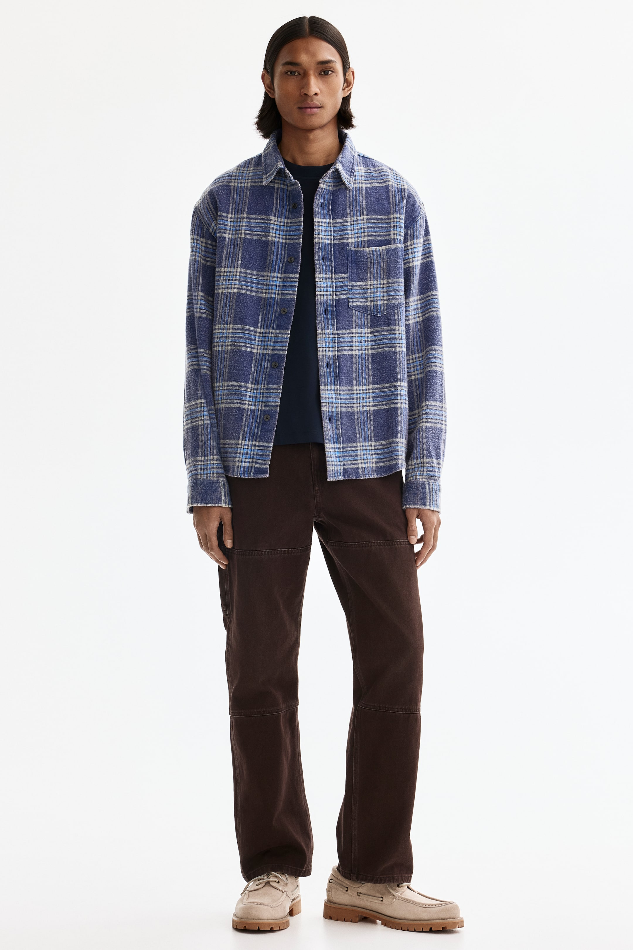 Men’s Blue/plaid Relaxed-Fit Cotton Shirt | H&M US