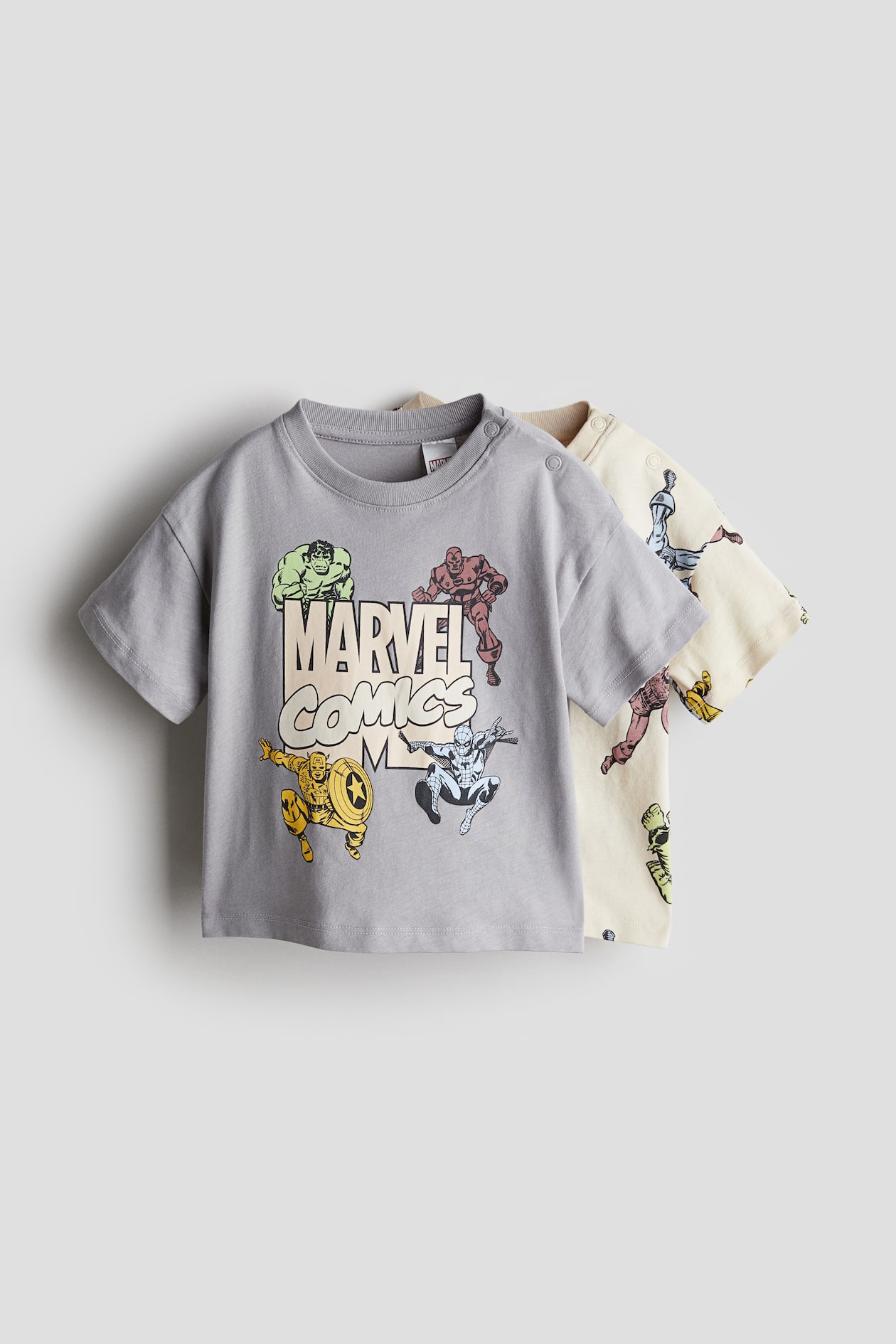 2-pack cotton T-shirts - Light grey/Marvel Comics - Kids | H&M GB