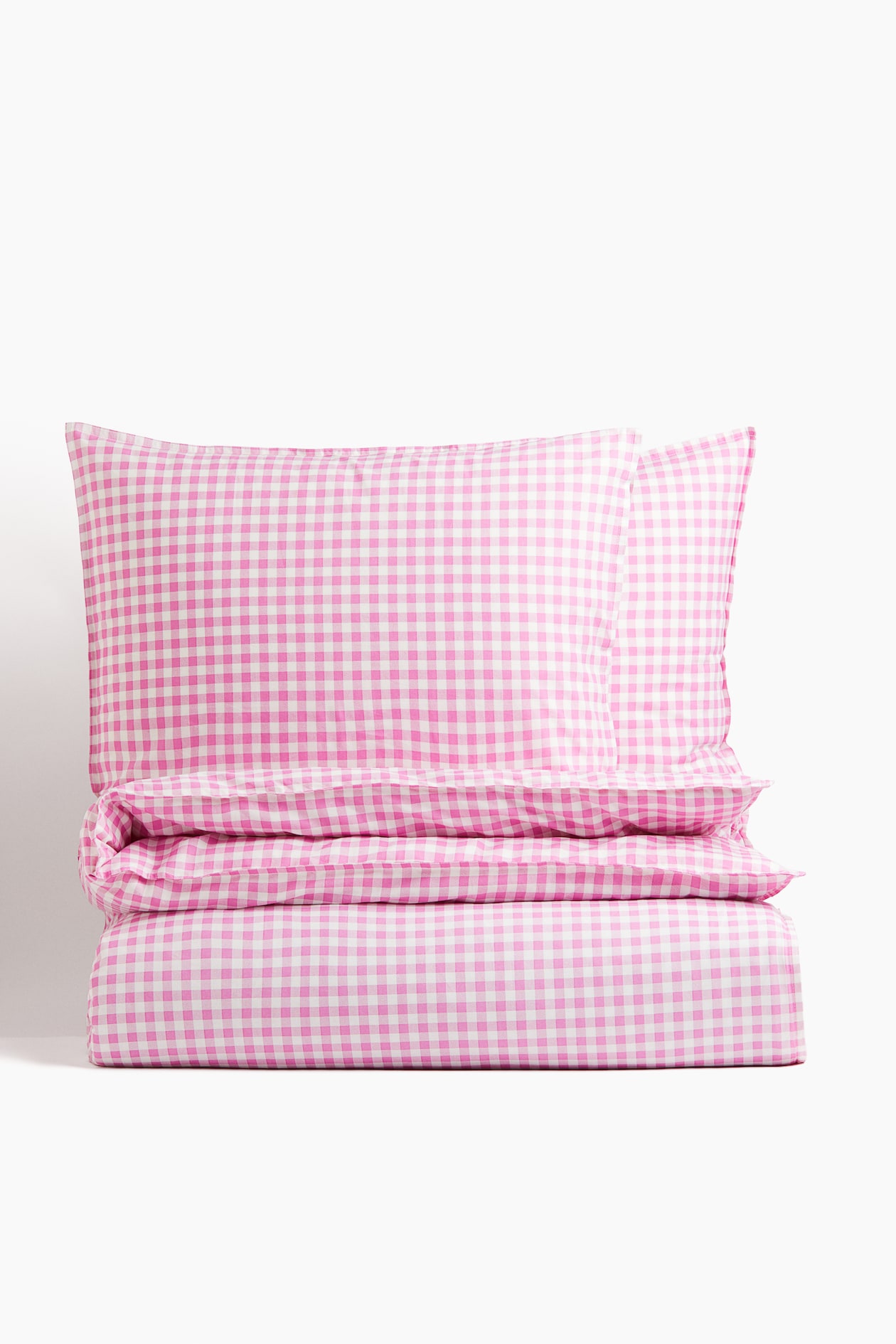 Bright pink/gingham check Patterned King/Queen Duvet Cover Set at H&M ...