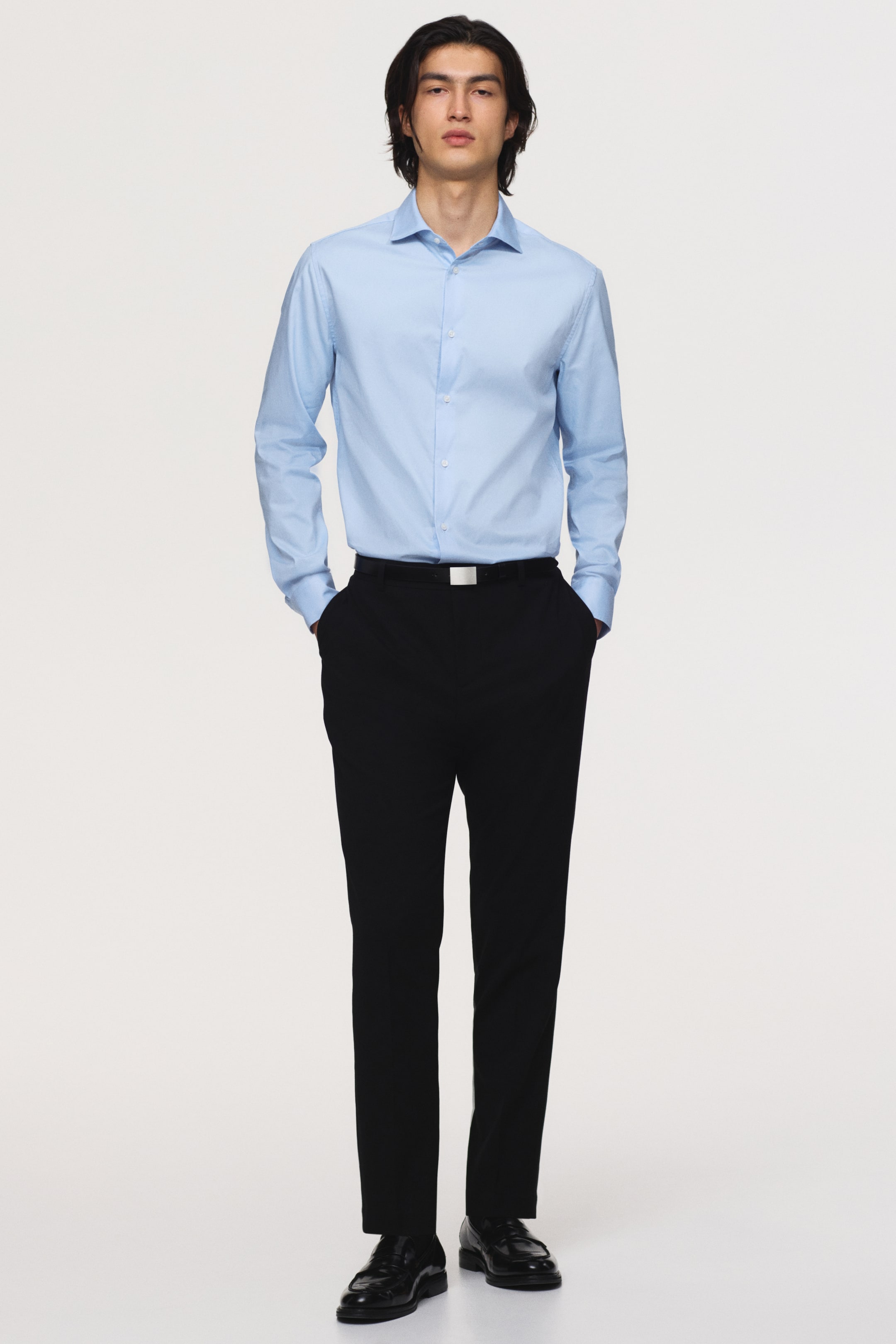 Katoenen overhemd – Slim Fit - Blauw - HEREN | H&M NL