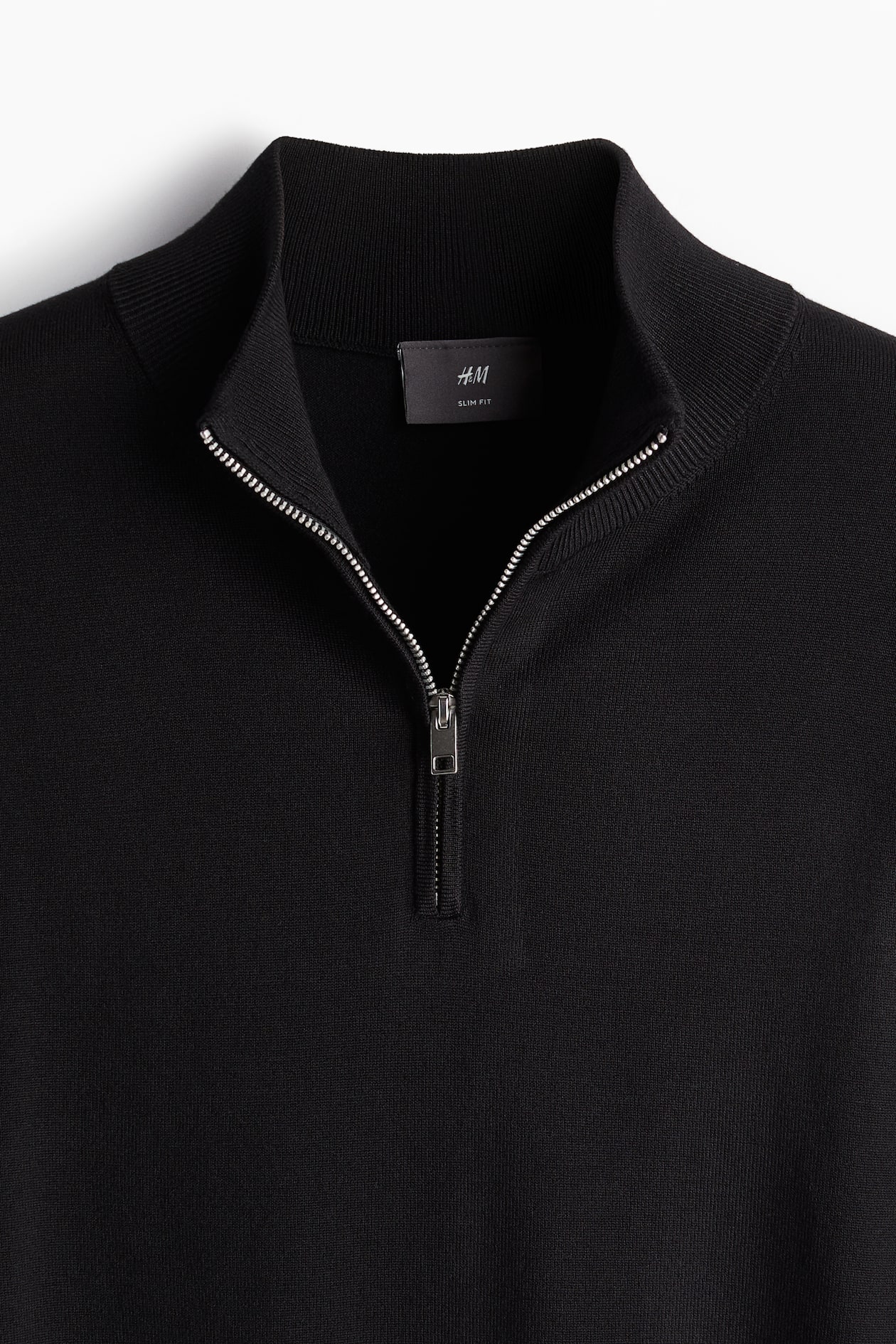 Slim Fit Half-Zip Fine-Knit Sweater - Black - Men | H&M US