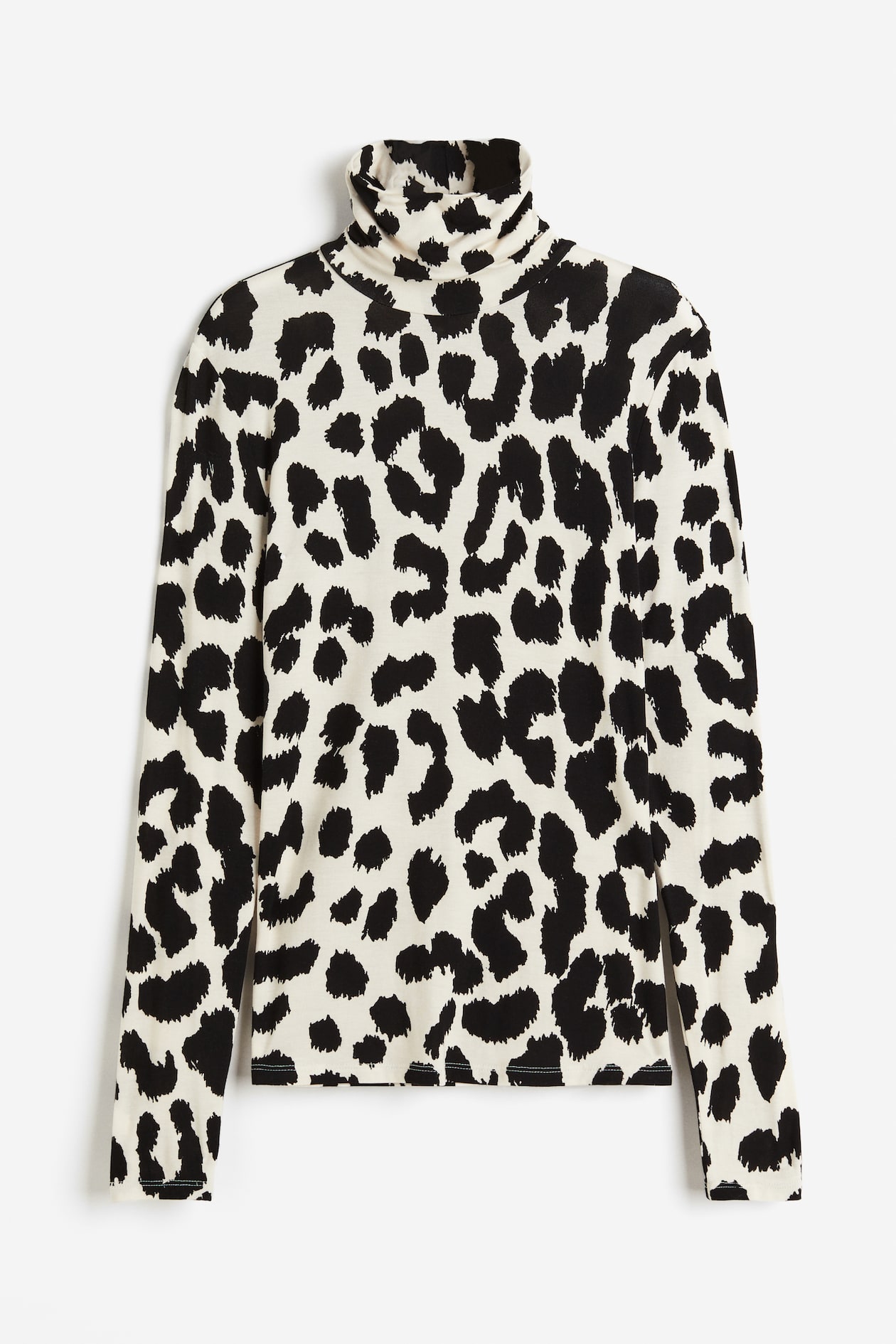 Women's Cream/leopard print Turtleneck Top | H&M CA
