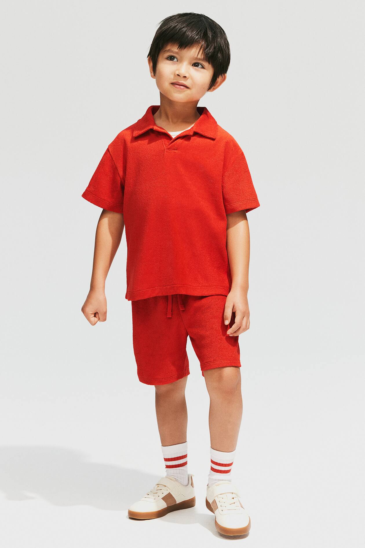 2-piece terry set - Bright red - Kids | H&M MY