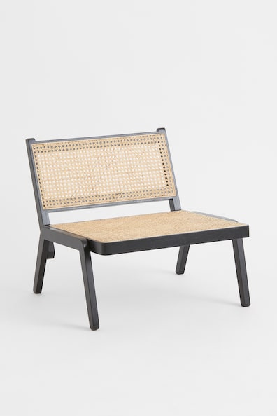 Low lounge chair - Black/Rattan - Home All | H&M GB