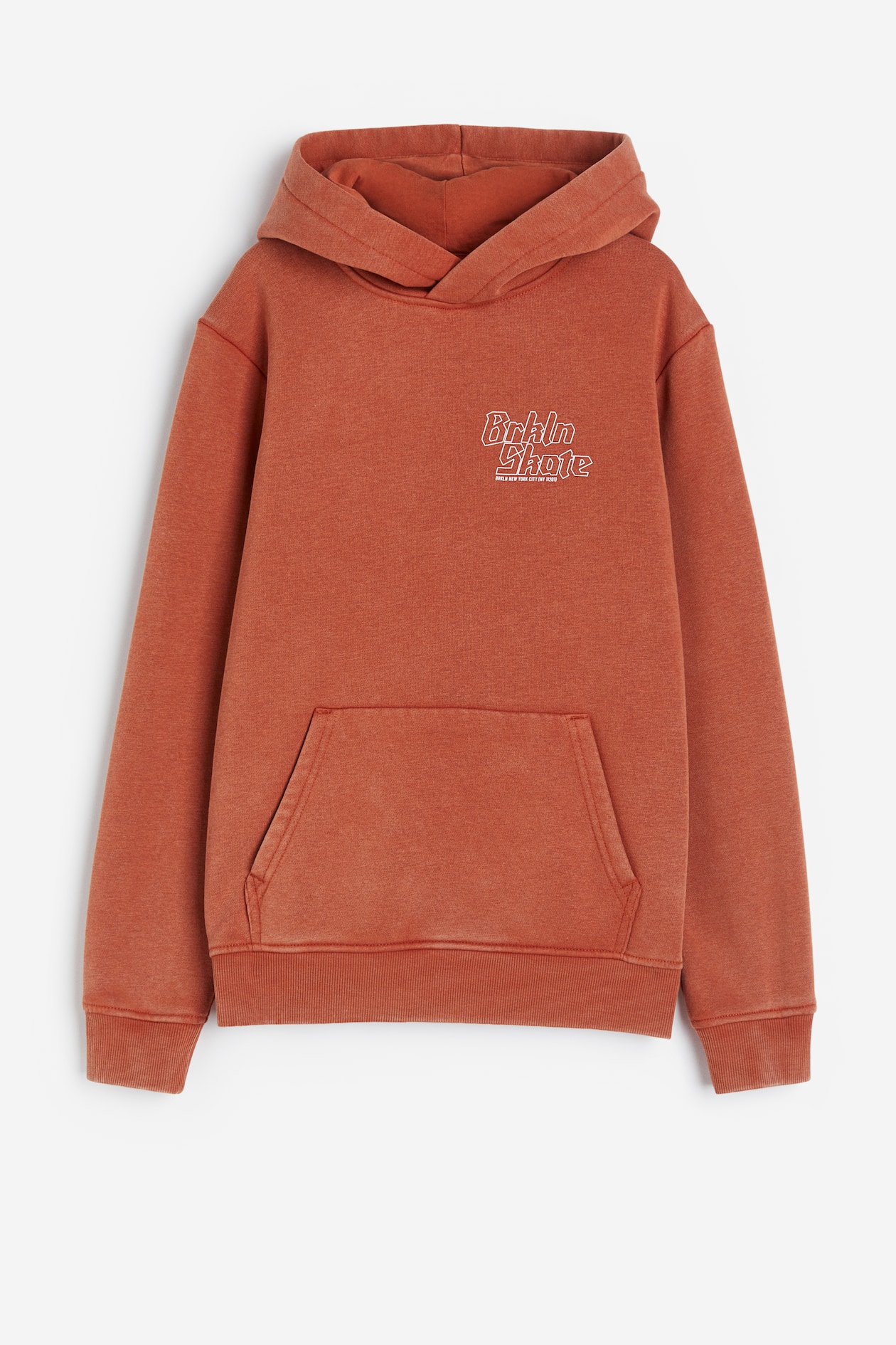 Printed hoodie - Orange/Brkln Skate - Kids | H&M MY